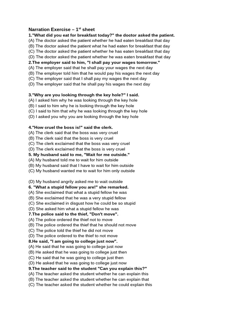 Narration 1st Sheet | PDF