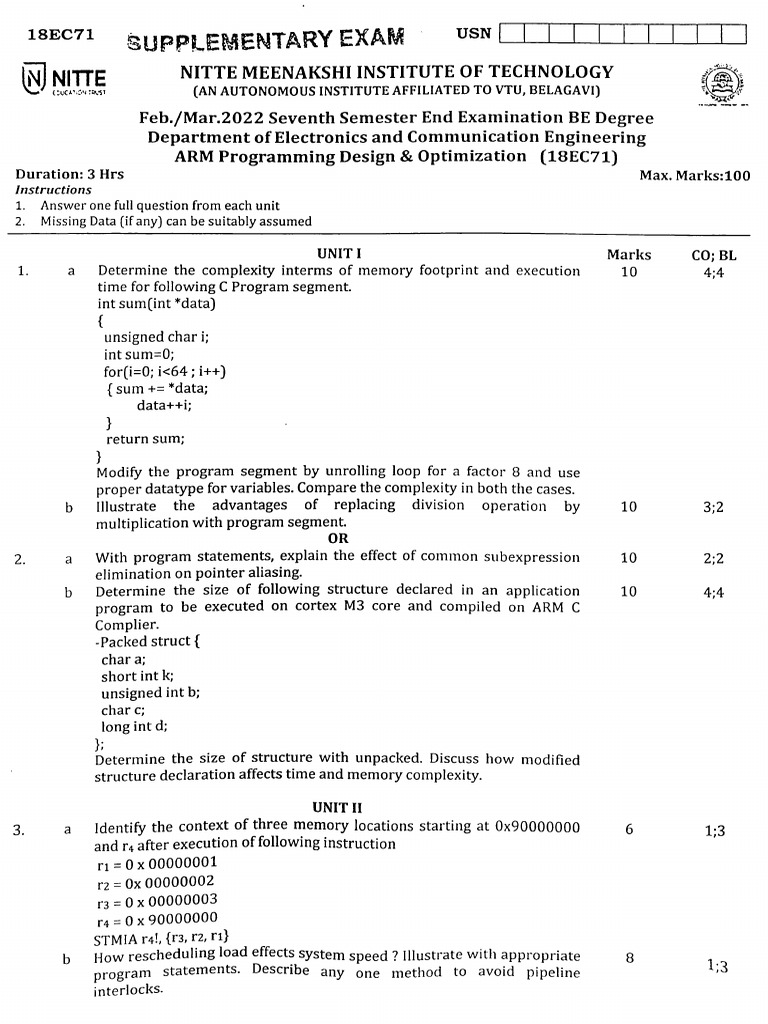 18EC71 Question Paper | PDF