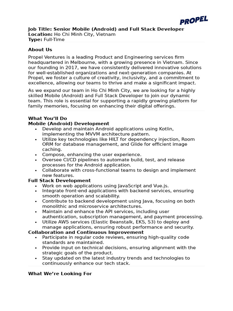 Senior Android Full Stack Developer | PDF | Android (Operating System ... Senior Android Full Stack Developer | PDF | Android (Operating System ...