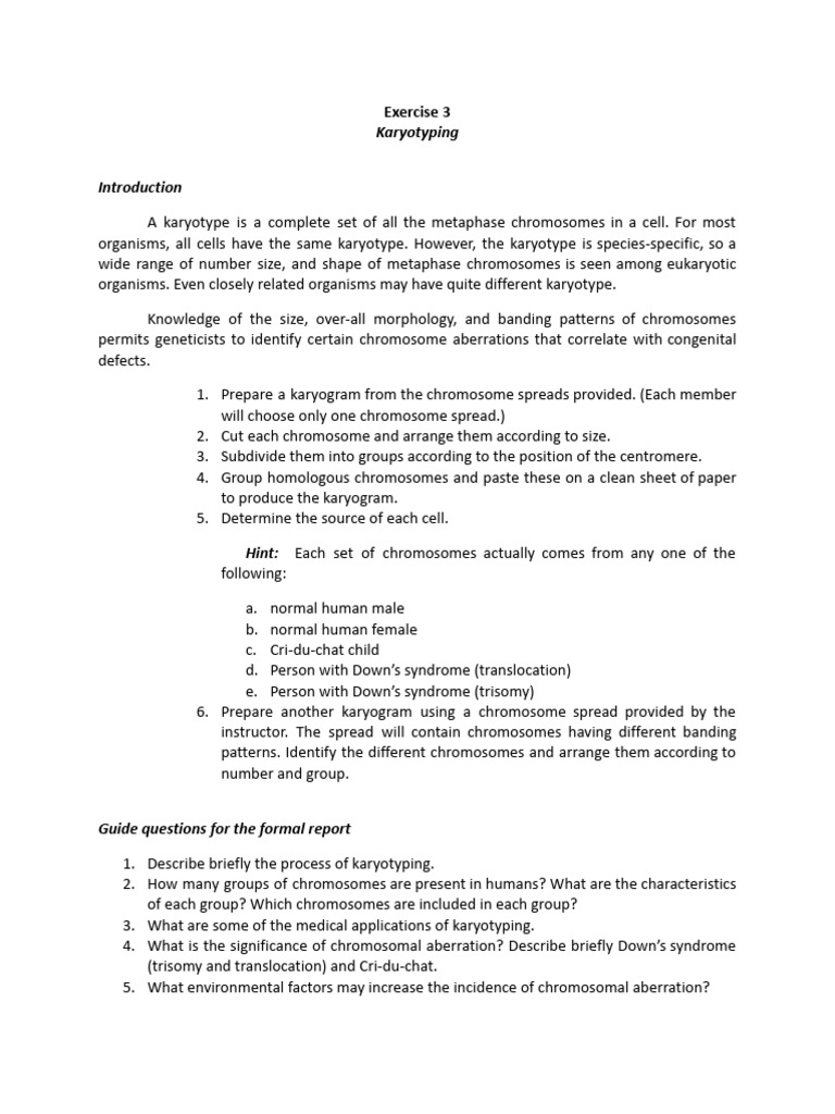 Genetics Lab Exercise 4 | PDF Genetics Lab Exercise 4 | PDF