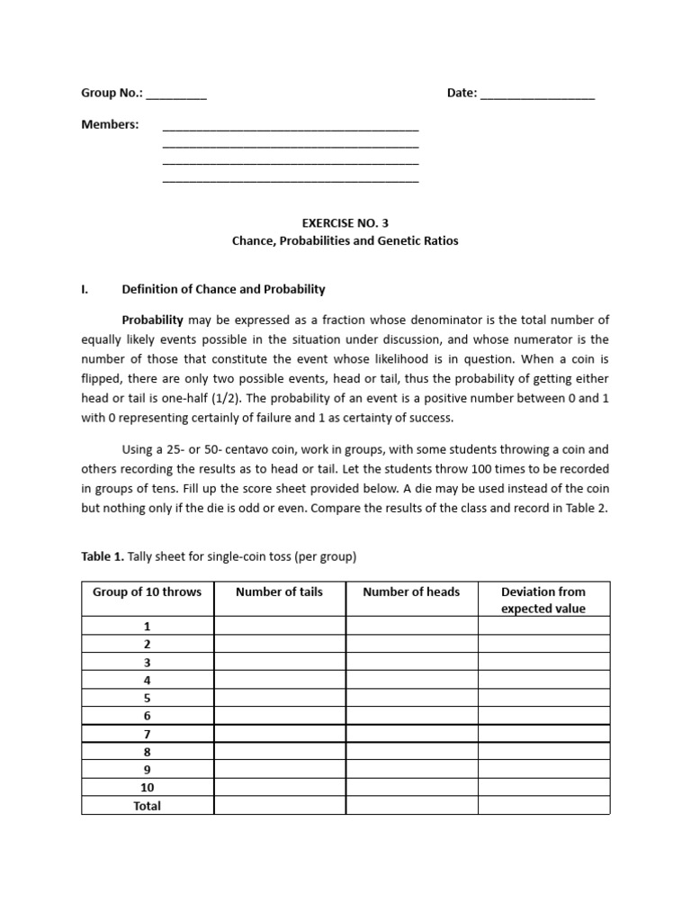 Probability & Genetics Workshop | PDF | Applied Mathematics | Probability