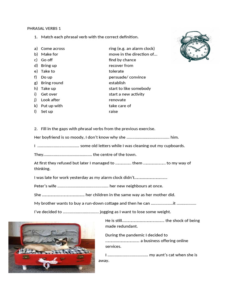 Phrasal Verbs Exercise Guide | PDF | Syntax