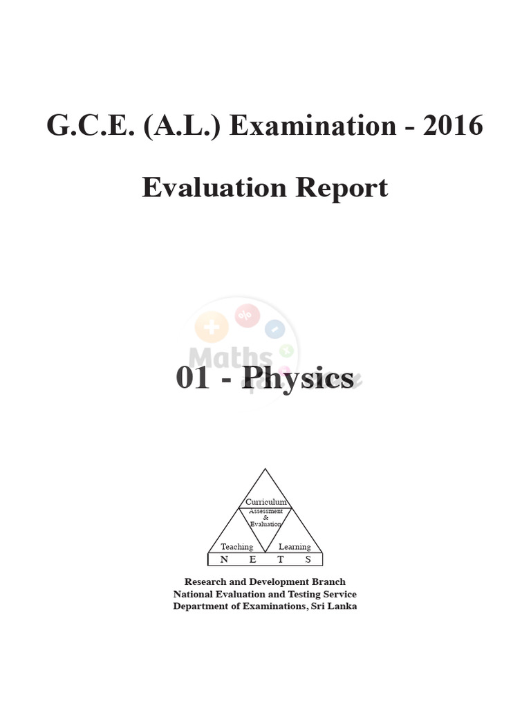 Advanced Level Physics 2016 Marking Scheme | PDF | Evaluation | Qualifications