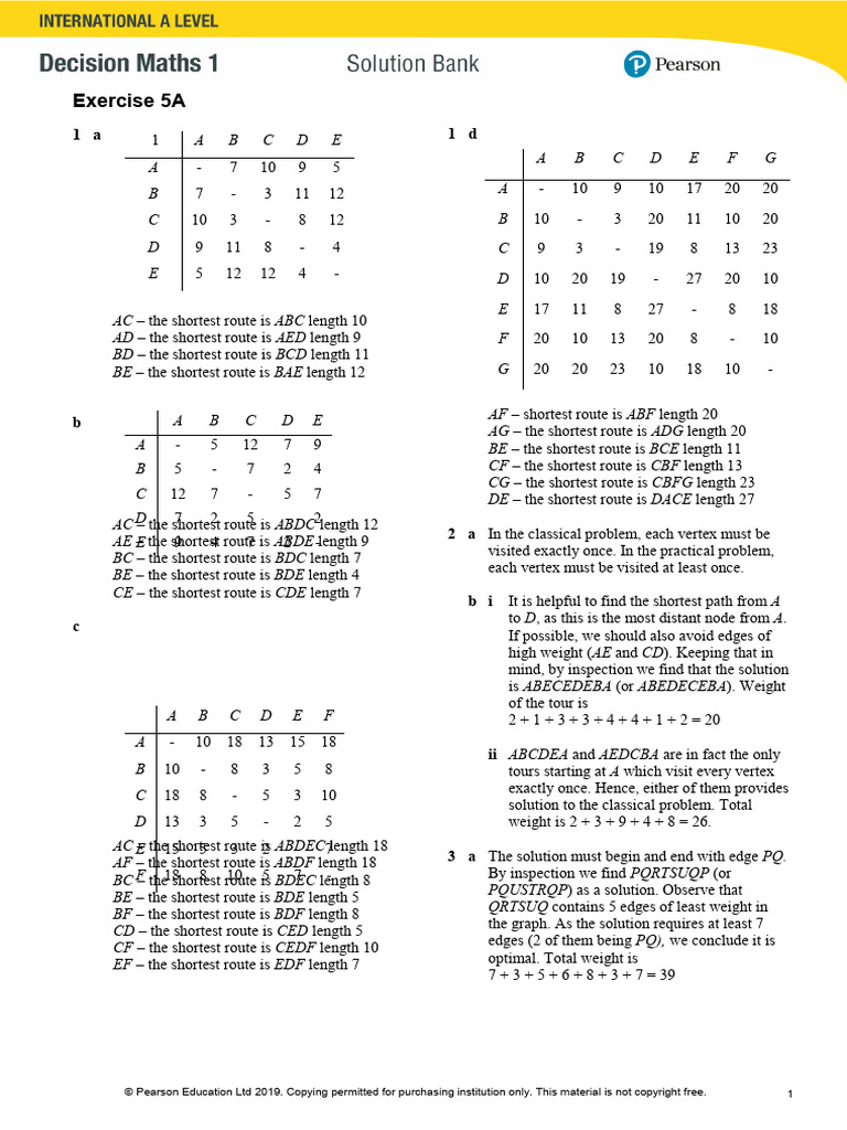 D1 Exercise 5A | PDF | Vertex (Graph Theory) | Theoretical Computer Science