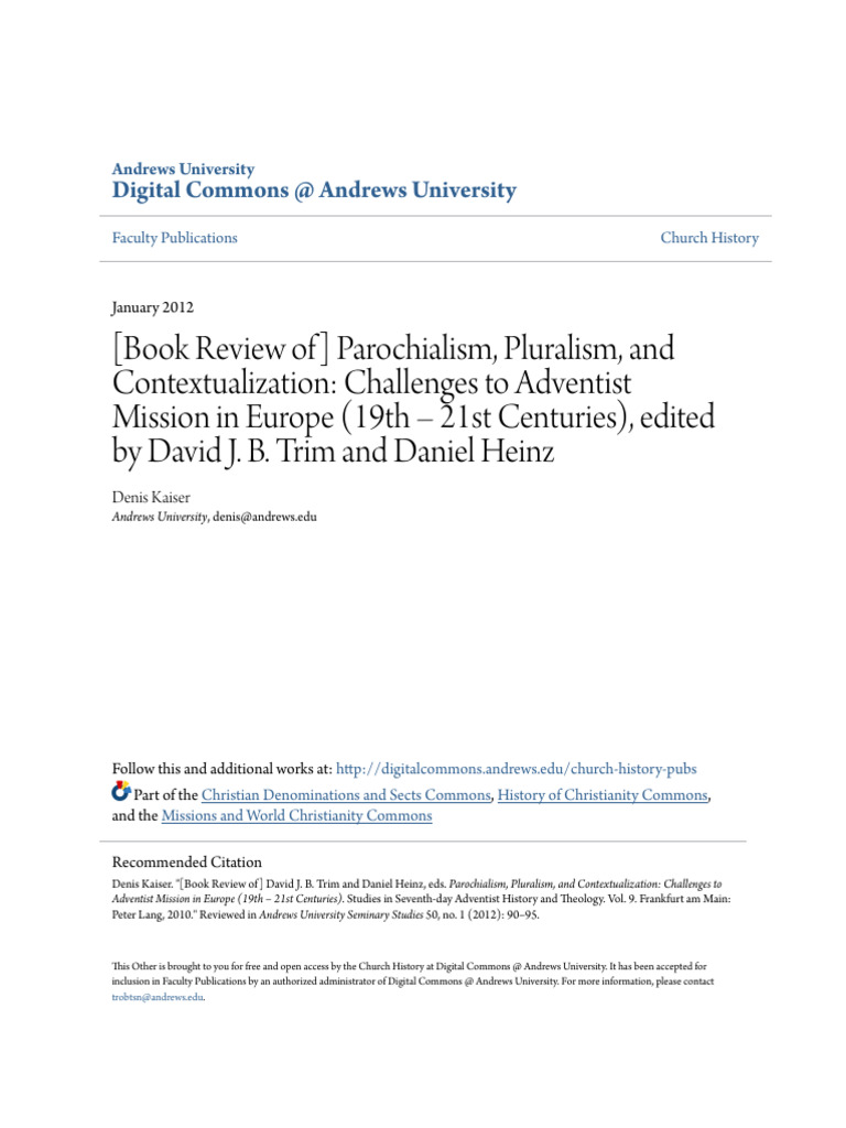 (Book Review Of) Parochialism Pluralism and Contextualization | PDF ...
