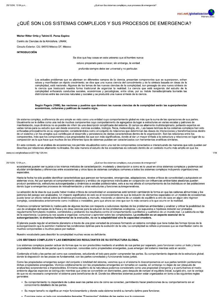 Qué Son Los Sistemas Complejos | PDF