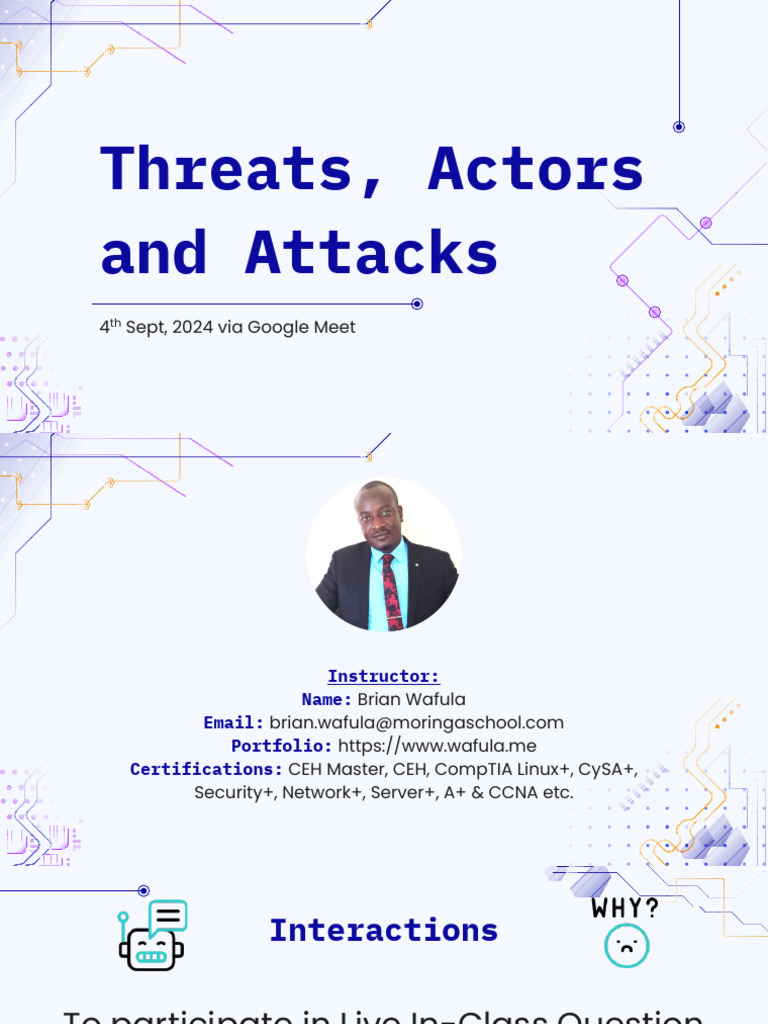 Threats, Actors and Attacks - Lesson 3 | PDF | Security | Computer Security