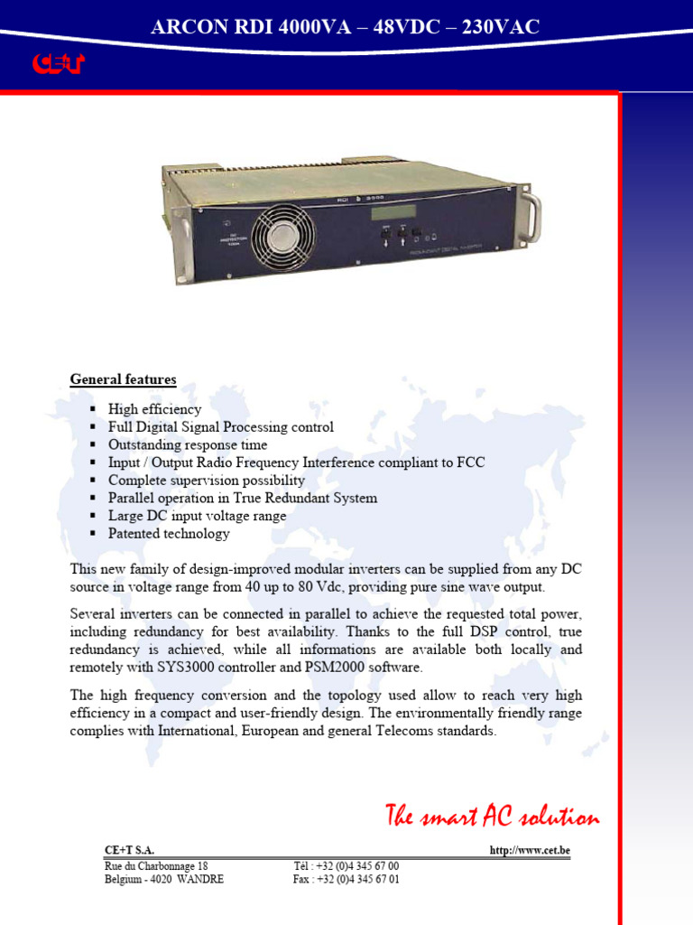 Datasheet - Inverter Arcon RDI 48V 4000VA 230VAC | PDF | Power Inverter ...
