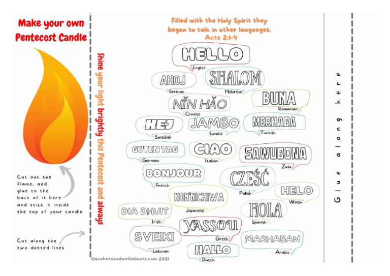 Paper Pentecost Candle With Different Languages | PDF