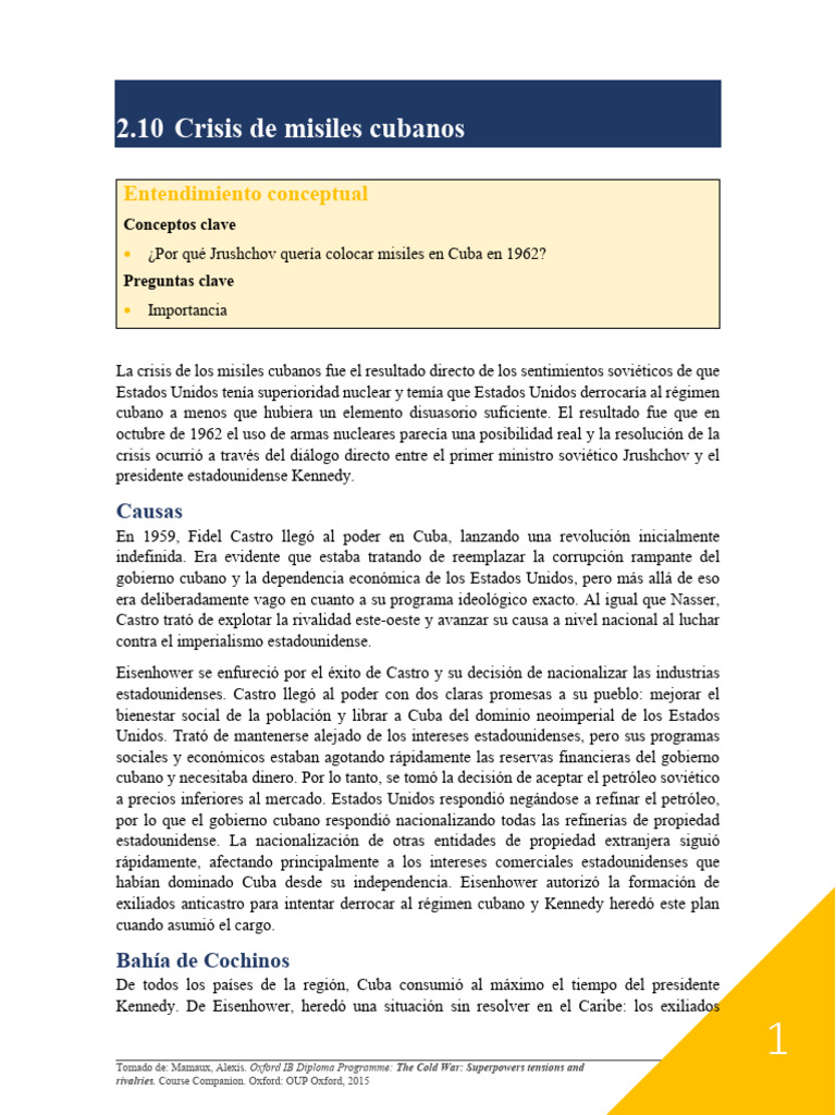 Crisis de Misiles en Cuba: Claves y Consecuencias | PDF | Cuba | Crisis ...
