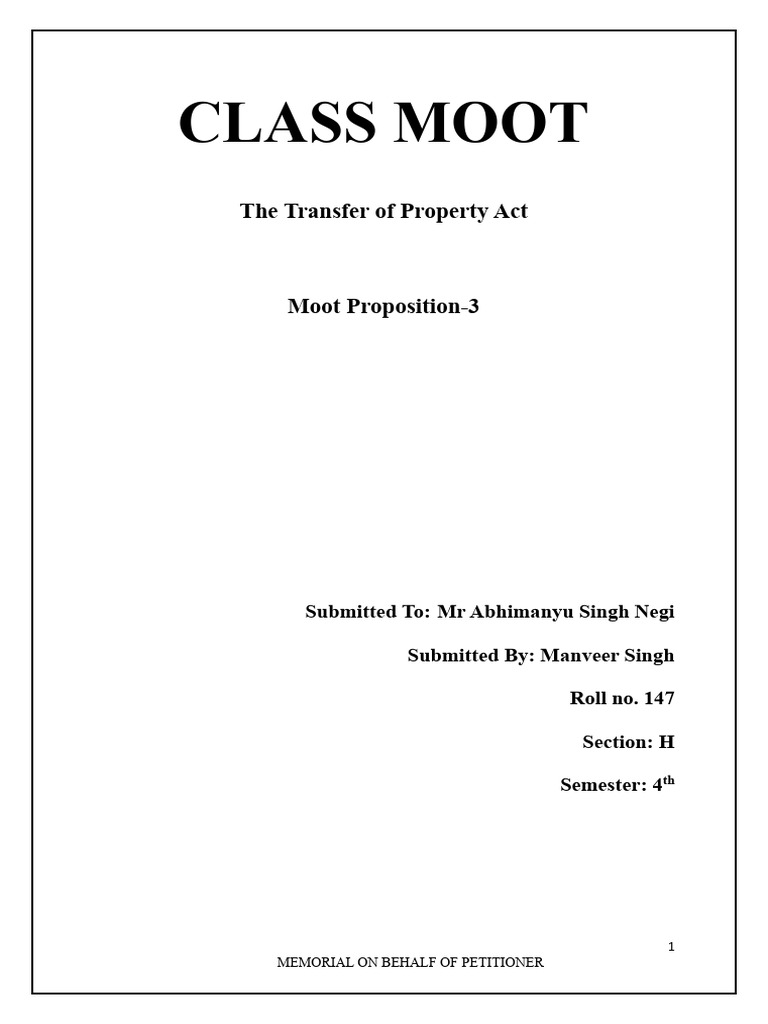 Tpa Moot Final Manveer | PDF | Deed | Property