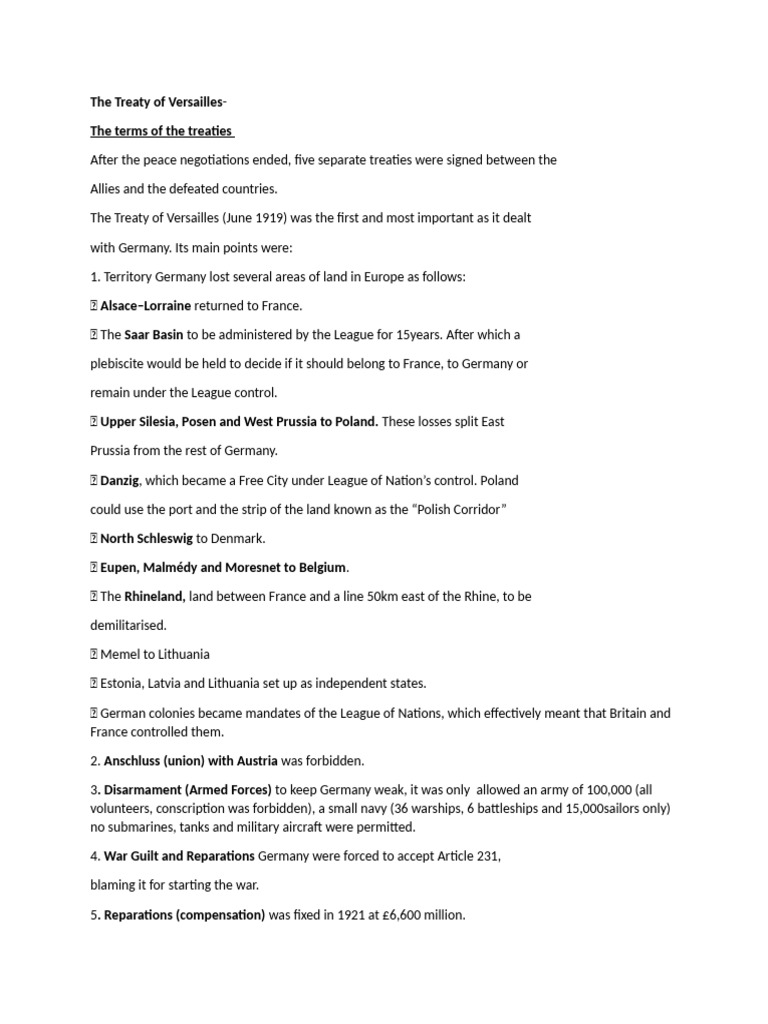 History Students: Versailles Impact | PDF | Treaty Of Versailles ...