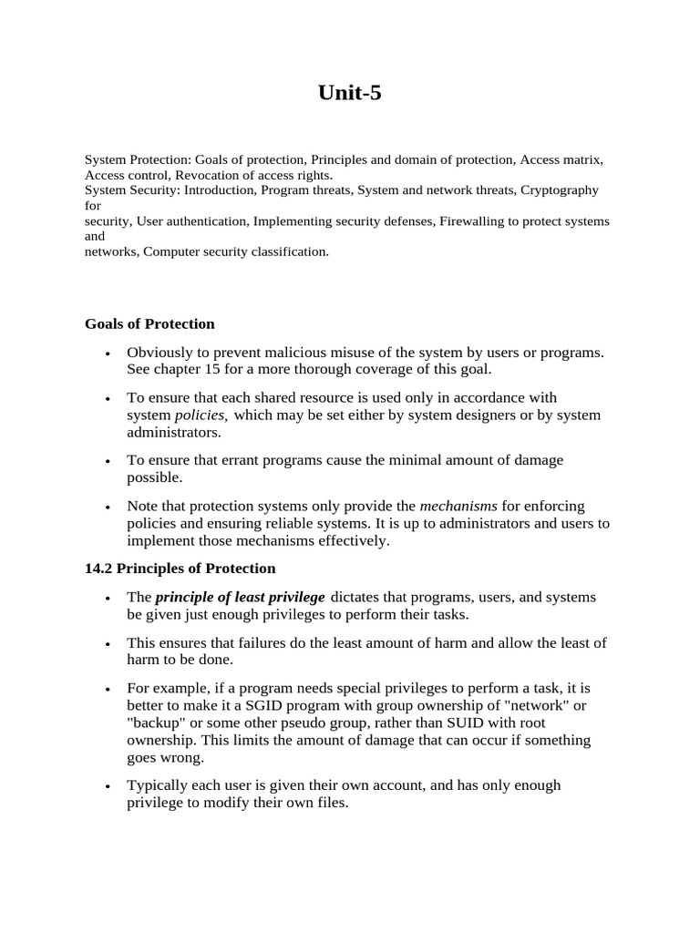 unit 5 os | PDF | Class (Computer Programming) | Security