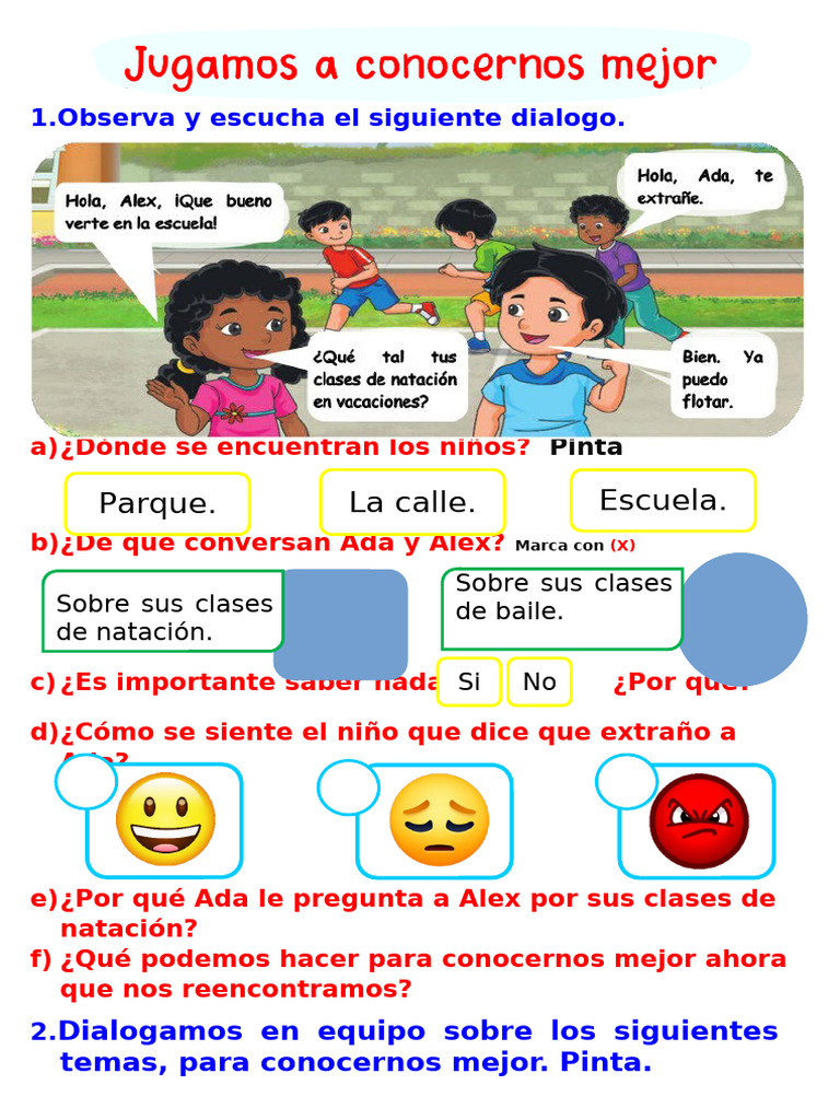 Actividades para conocernos mejor | PDF