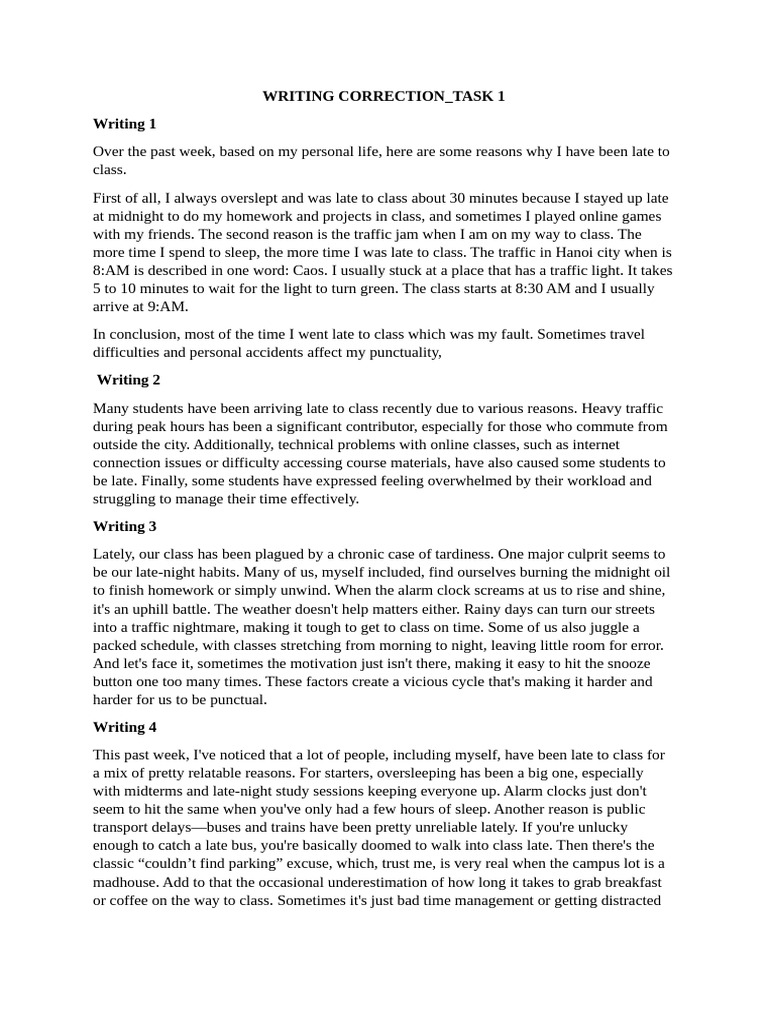 Writing Correction Pdf