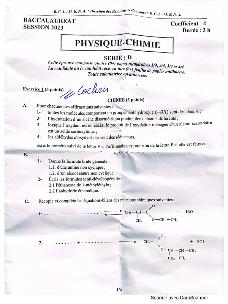 Bac PC Cet D 2023 - 230706 - 115644 | PDF