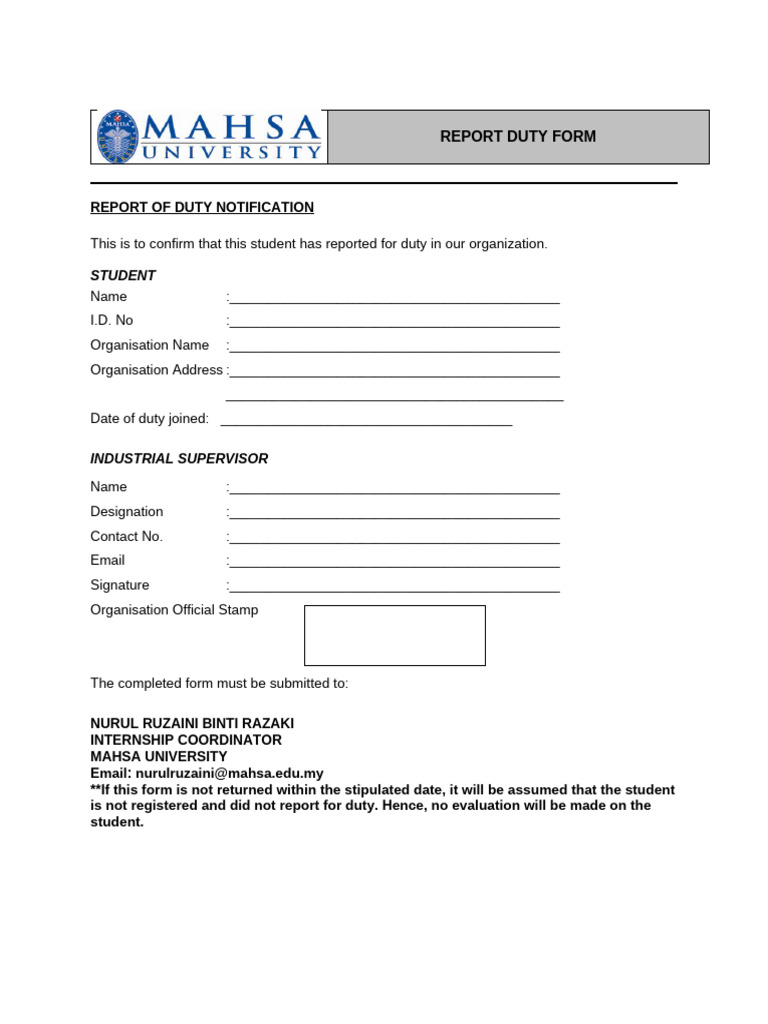 Report of Duty | PDF | Business