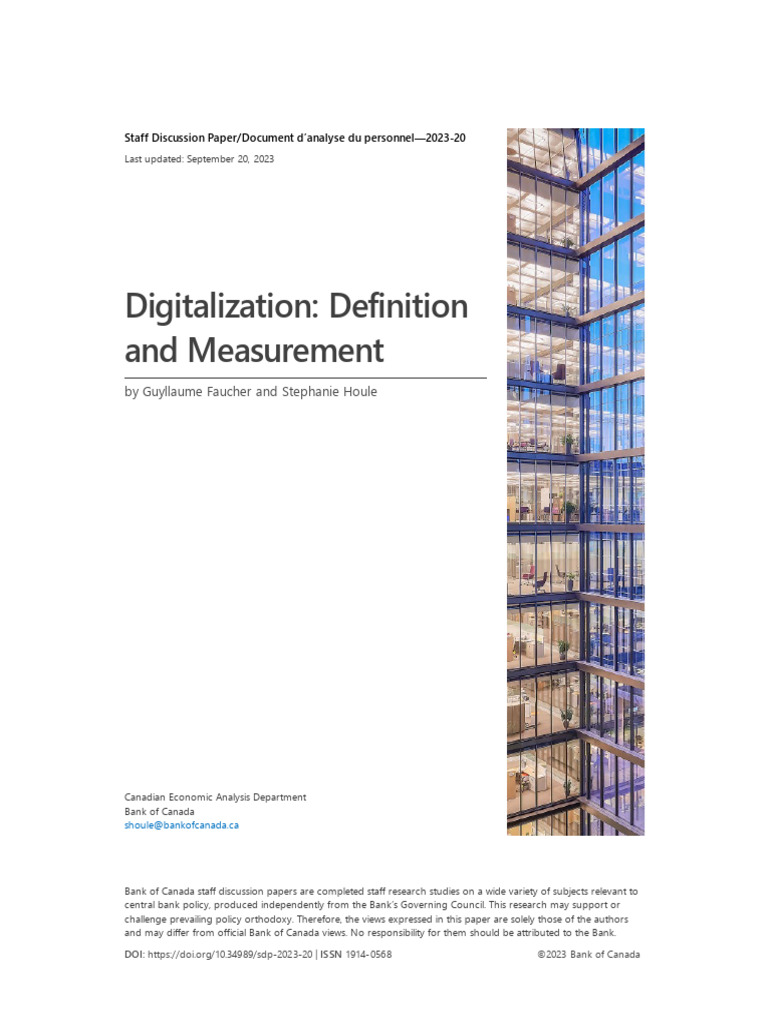 Digitalization-Definition and Measurement (BoC, 2023) | PDF | Gross ...