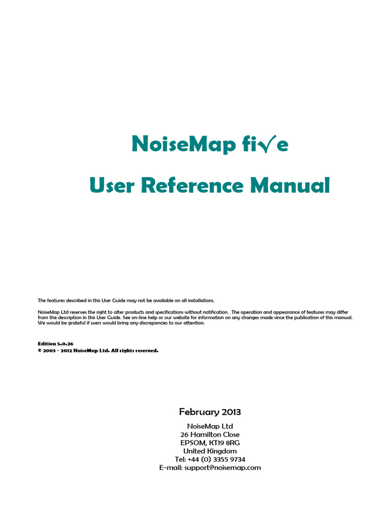 Noisemap Fi E User Reference Manual: February 2013 | PDF | Contour Line | Databases