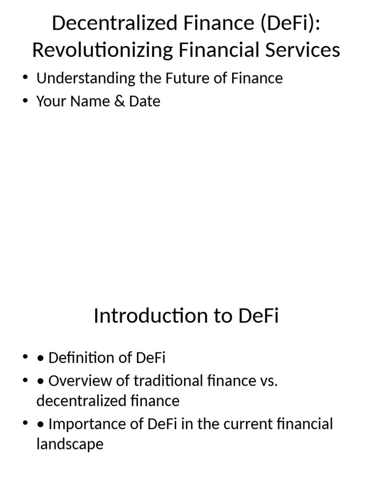 Understanding Decentralized Finance (DeFi) | PDF
