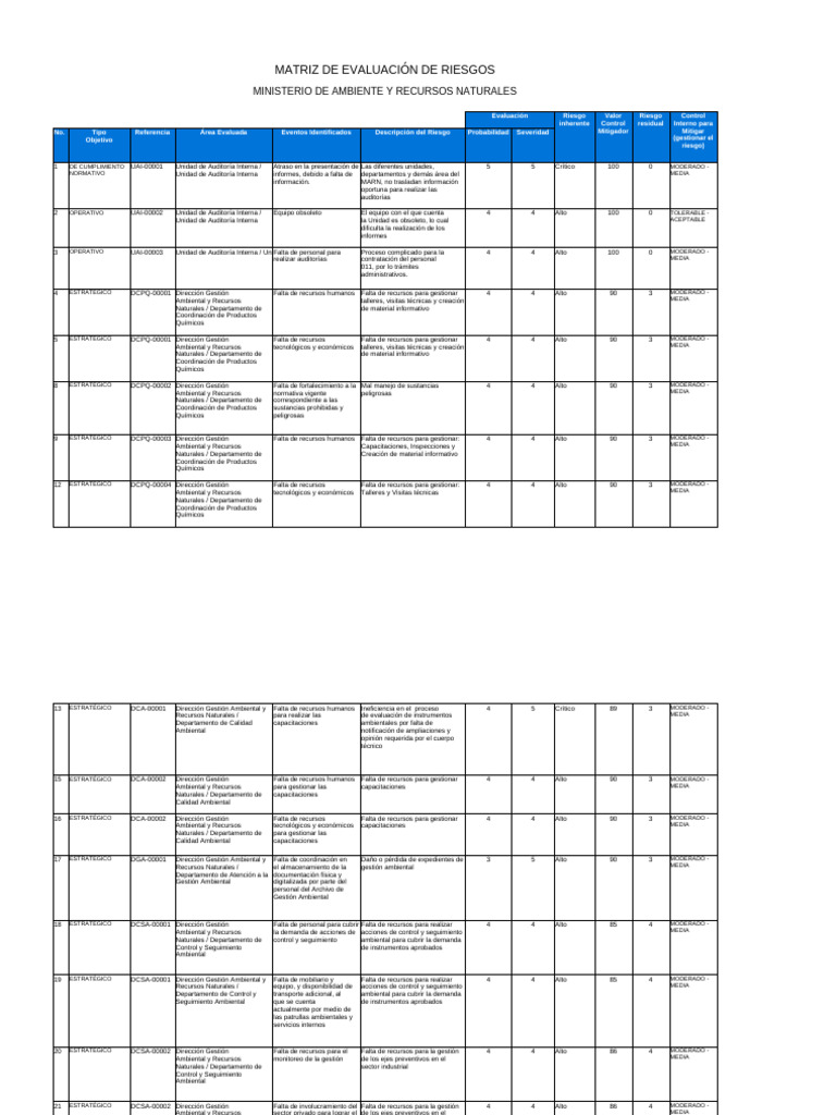 Matriz de Evaluacion de Riesgos | PDF | Auditoría | Gestión de recursos humanos