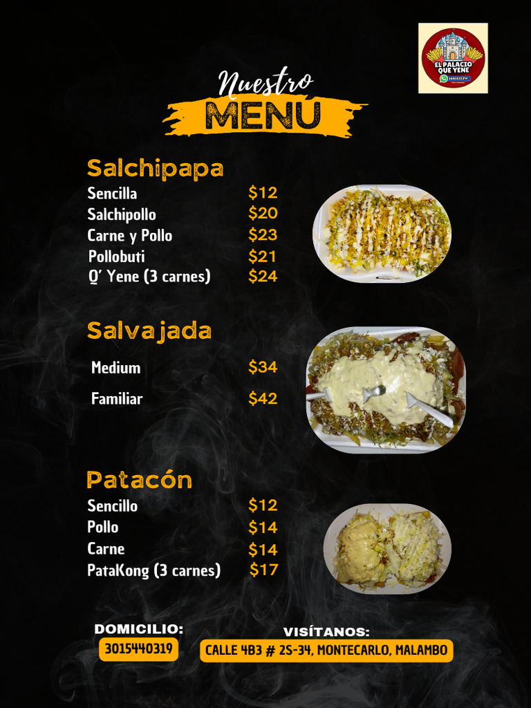 Menu El Palacio Q' Yene | PDF | Cocina, comidas y vino