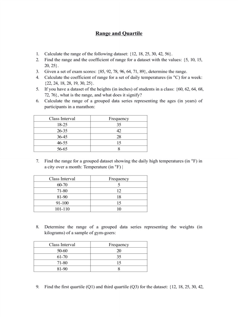 Range and Quartile 1 | PDF