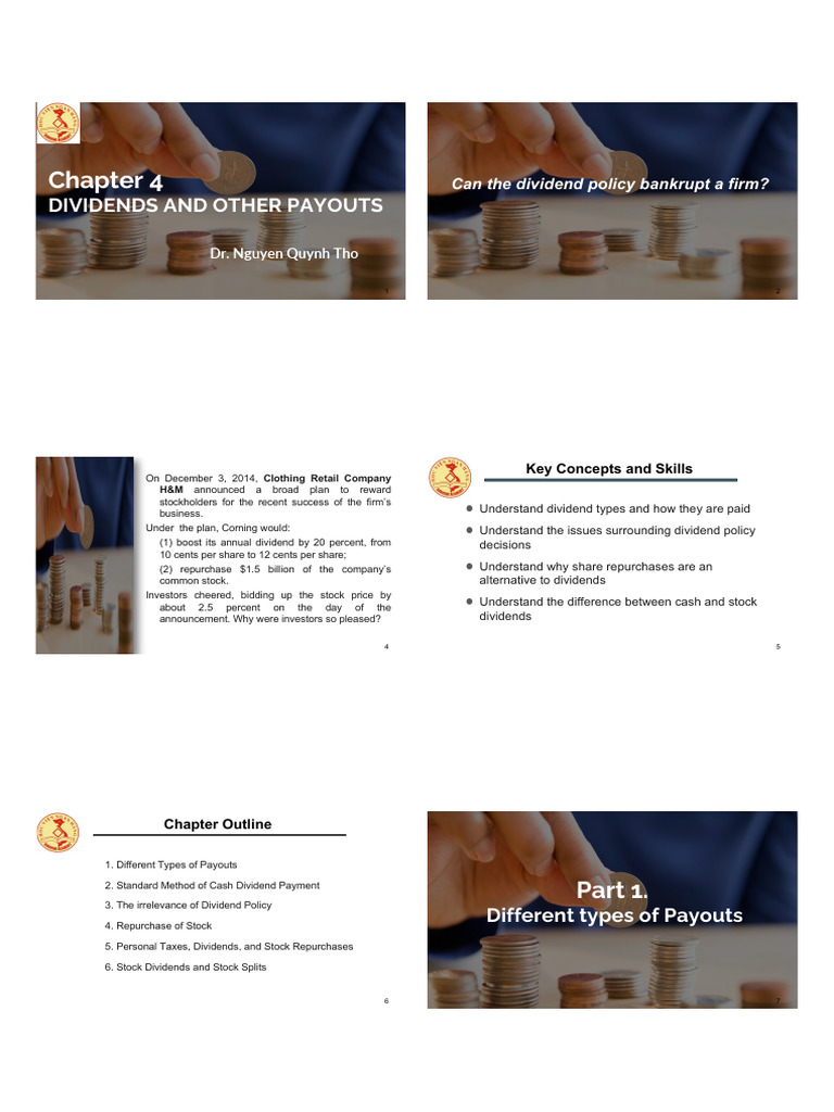 CF2 - Chapter 4 Dividends and Other Payouts | PDF | Dividend | Stocks