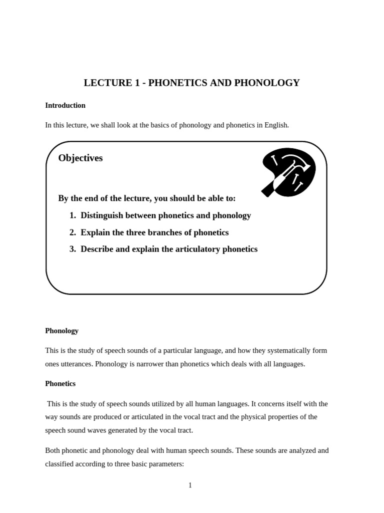 Eng 211 Introduction To Phonetics and Phonology Notes | PDF | Phonetics ...