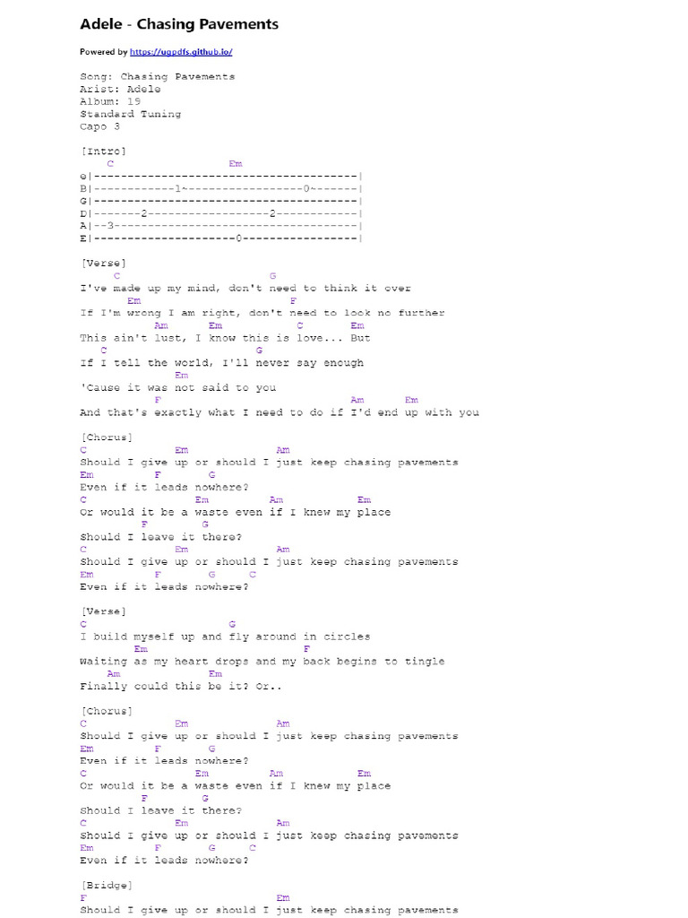 Adele - Chasing Pavements | PDF