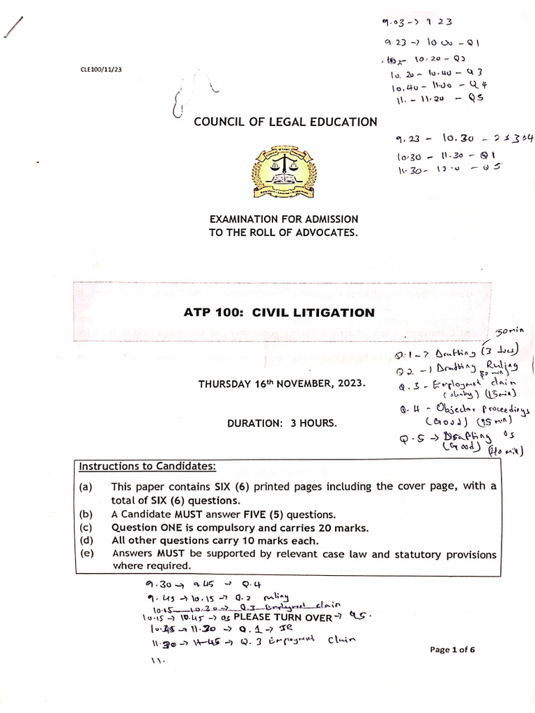 Nov 2023 - Cle All Exams | PDF