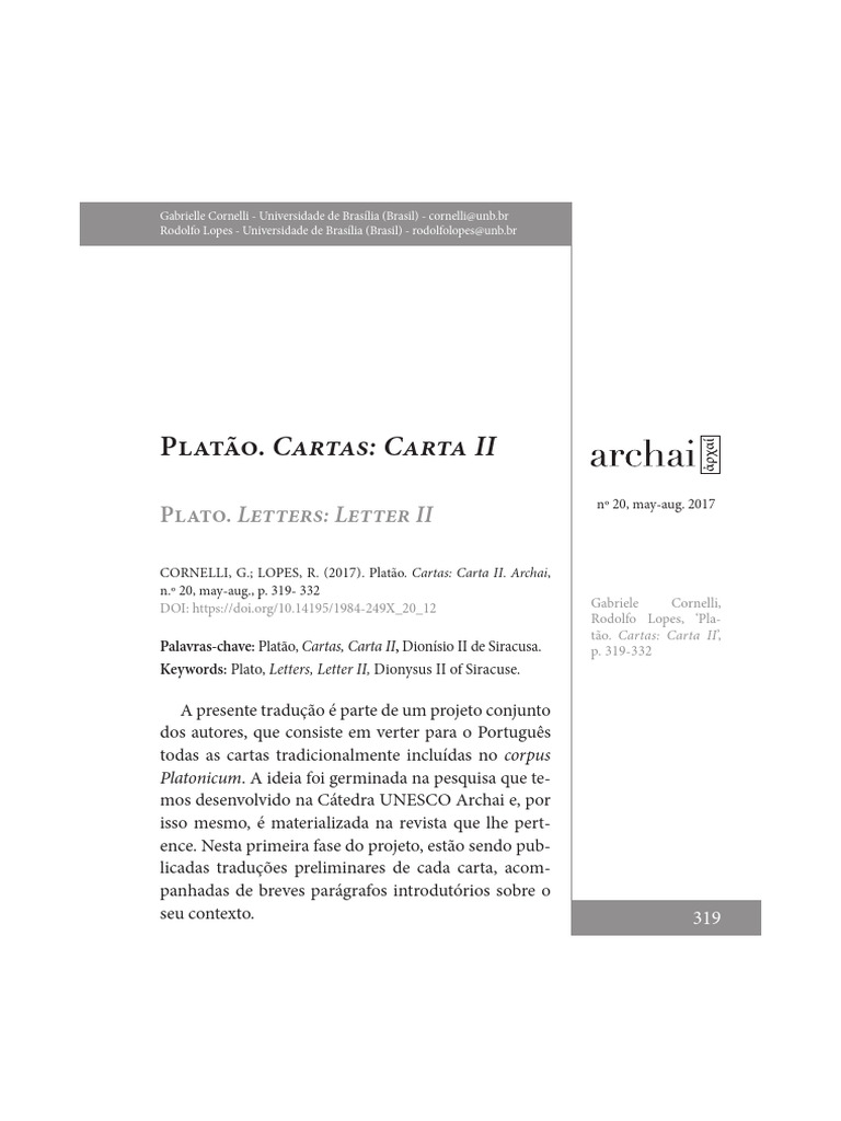 Carta II | PDF | Platão | Alma