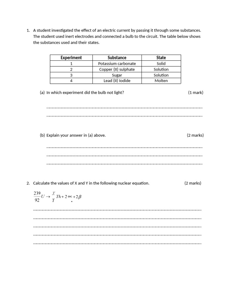 Chemistry Experiment Analysis | PDF | Sets Of Chemical Elements ...
