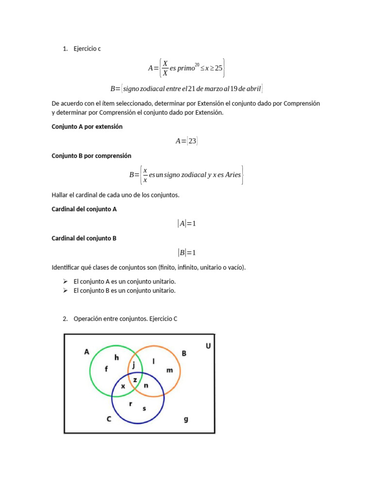 Ejercicio C | PDF | Conjunto (Matemáticas) | Ansiedad