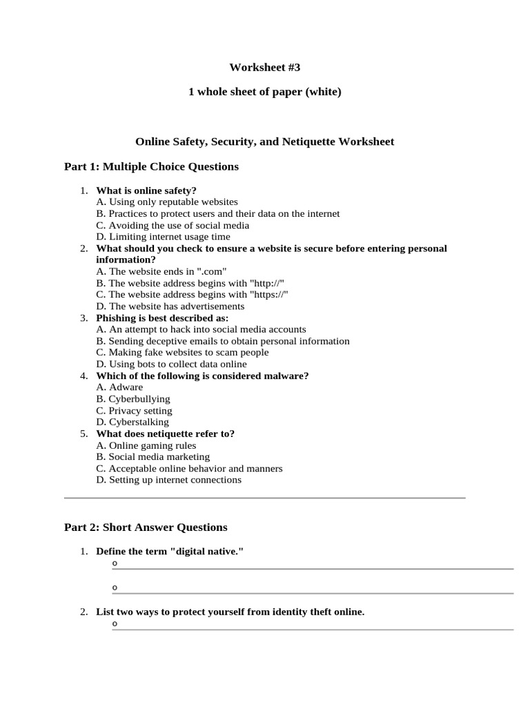 Worksheet 3 etech | PDF | Phishing | Information Age