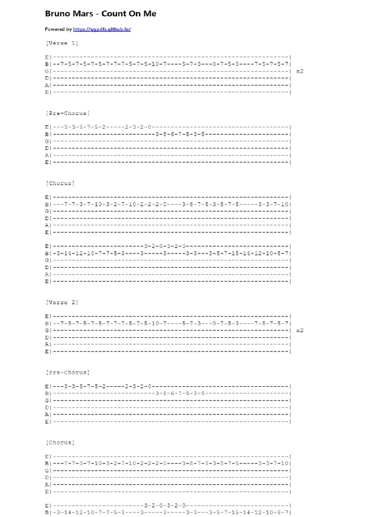 Bruno Mars - Count On Me | PDF