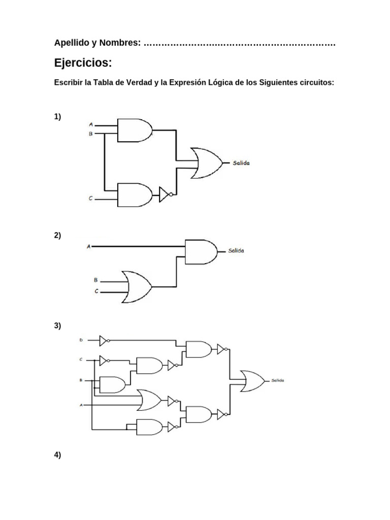 Compuertas Logicas Ejercicios Parte 1 | PDF