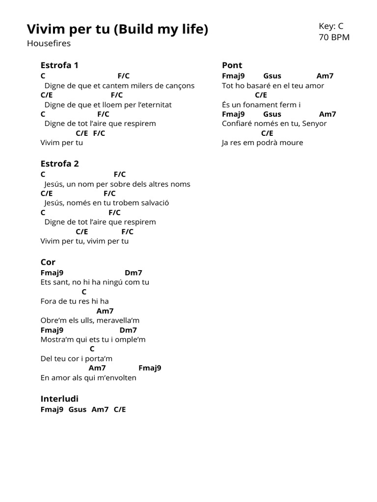 Vivim Per Tu (Build My Life) | PDF