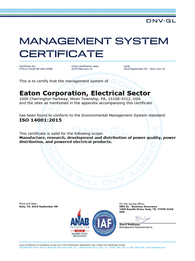 Eaton Electrical DNVGL Certificate | PDF | Power Supply | Capacitor