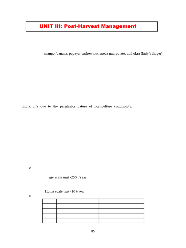 UNIT 3 Post Harvest Management | PDF | Vegetables | Fruit Preserves
