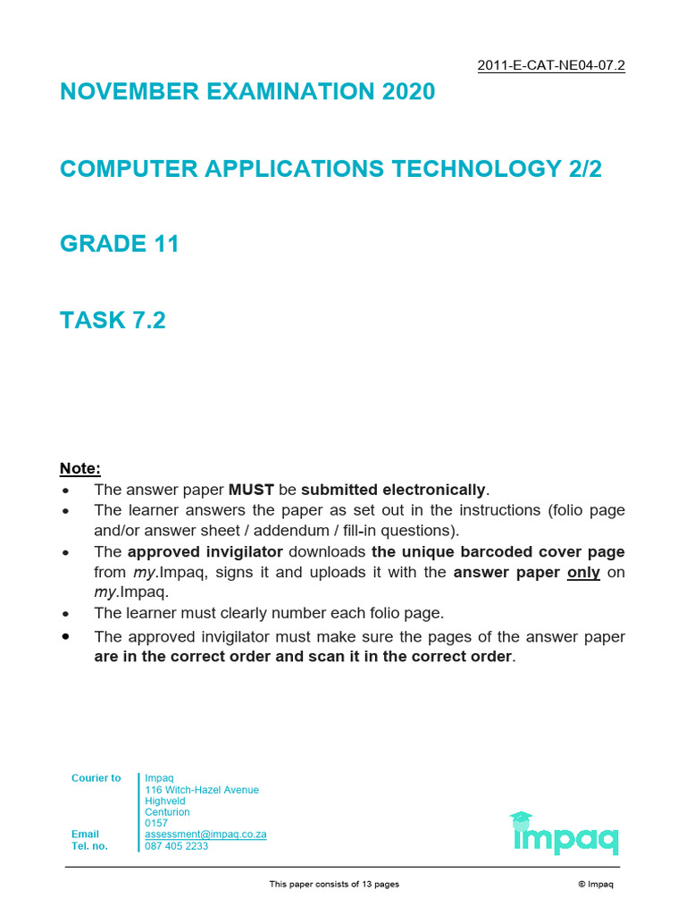 Grade 11 CAT November Exam Paper | PDF | Computer File | Backup