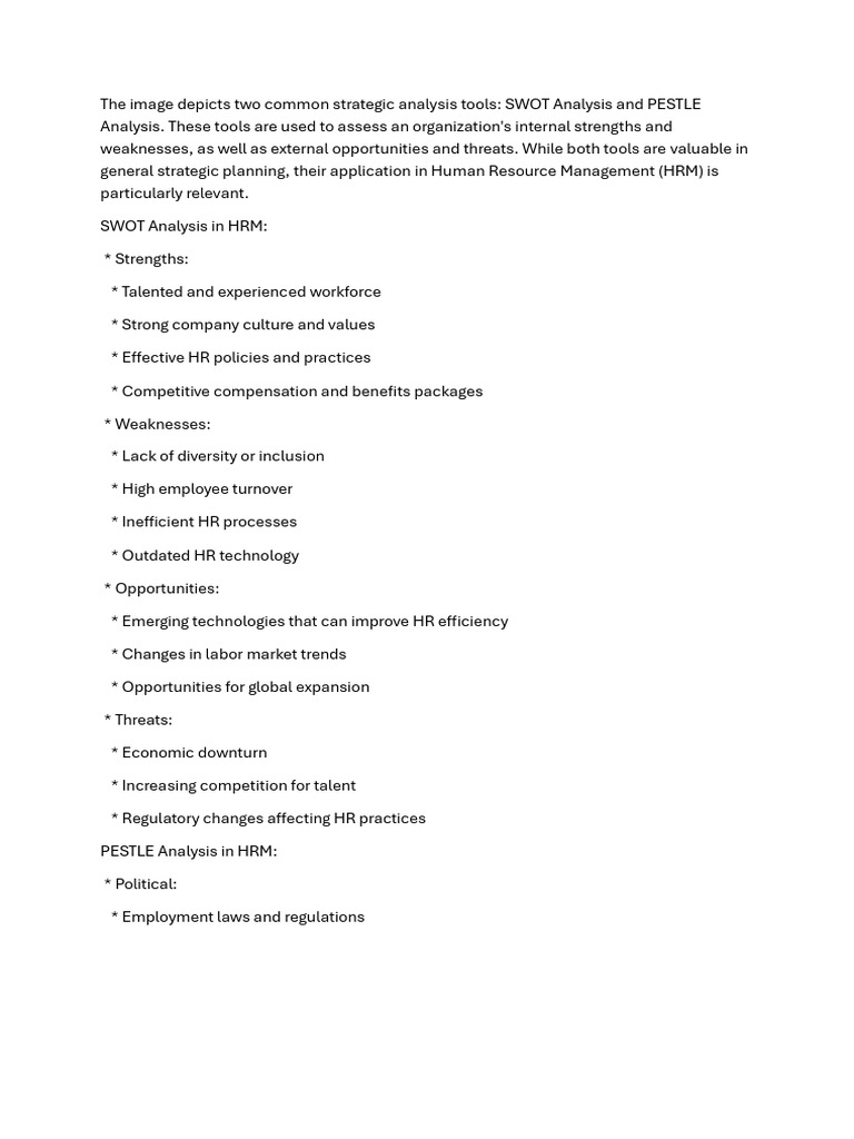 SWOT & PESTLE Analysis in HRM | PDF | Swot Analysis | Human Resource ...