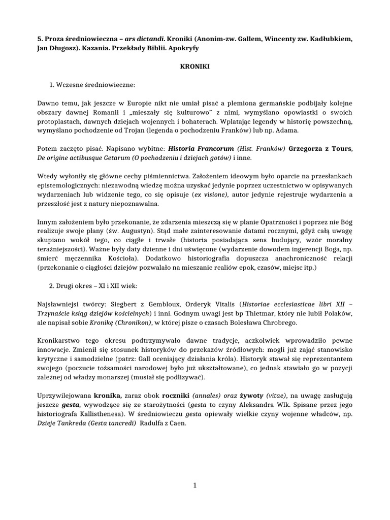 T. 5 - Proza Średniowieczna | PDF
