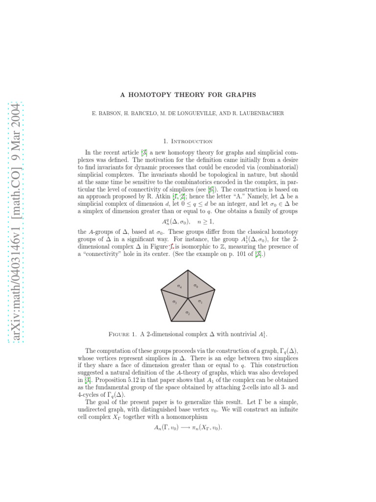 A Homotopy Theory For Graphs | PDF | Vertex (Graph Theory) | Algebraic ...
