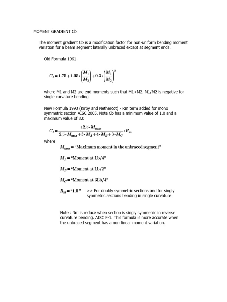 Moment Gradient Factor Cb Explained | PDF