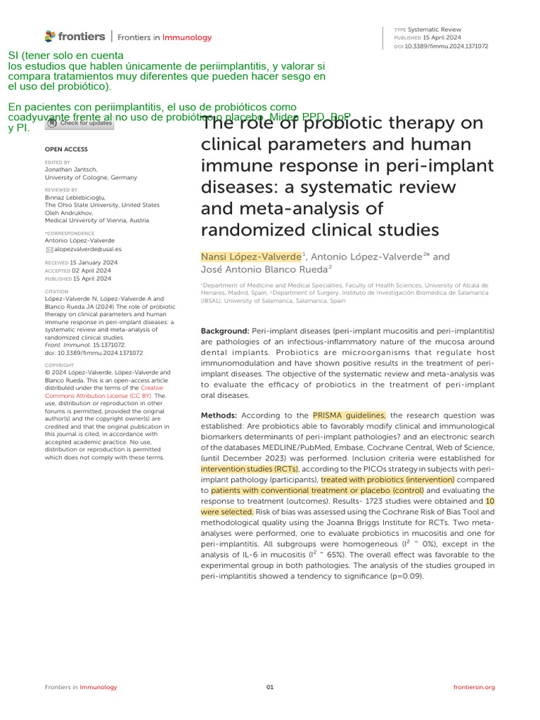 The Role of Probiotic Therapy On | PDF | Randomized Controlled Trial ...