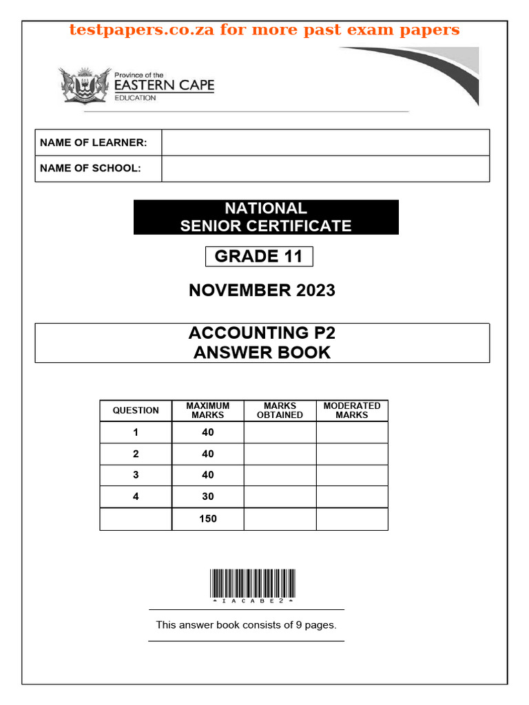 Accounting p2 Gr11 Ansbk Nov2023 - English D | PDF | Debits And Credits ...