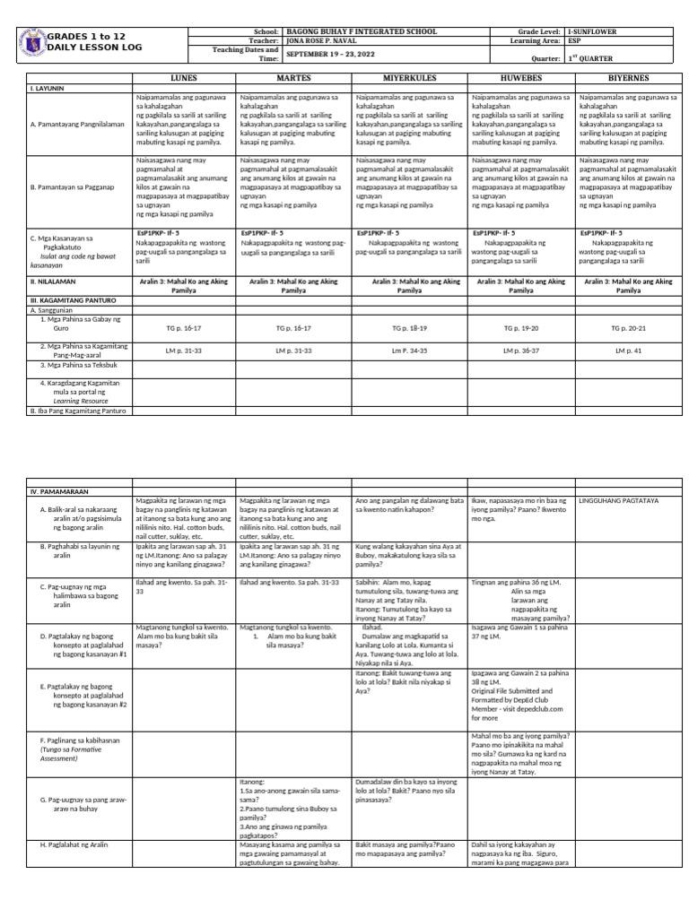 DLL Esp-1 Q1 W4 | PDF