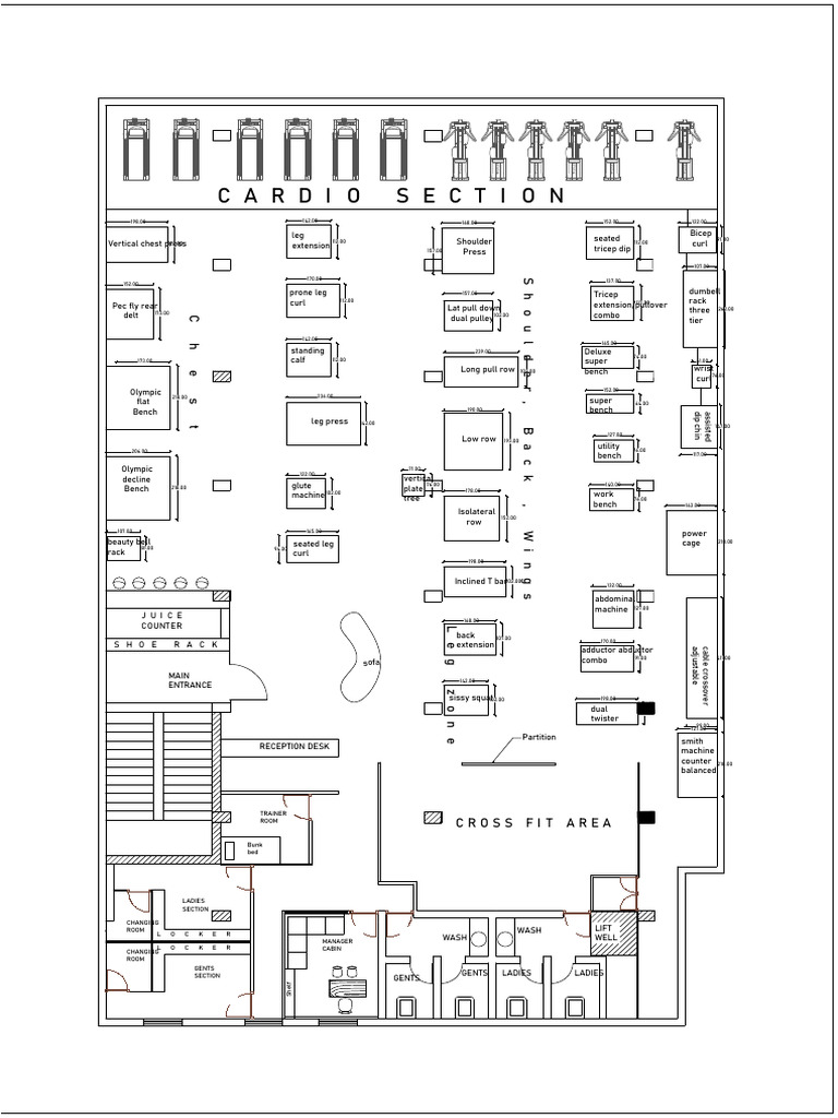 Gym Layout With Measurements 2 - 240202 - 210219 | PDF | Weight Training