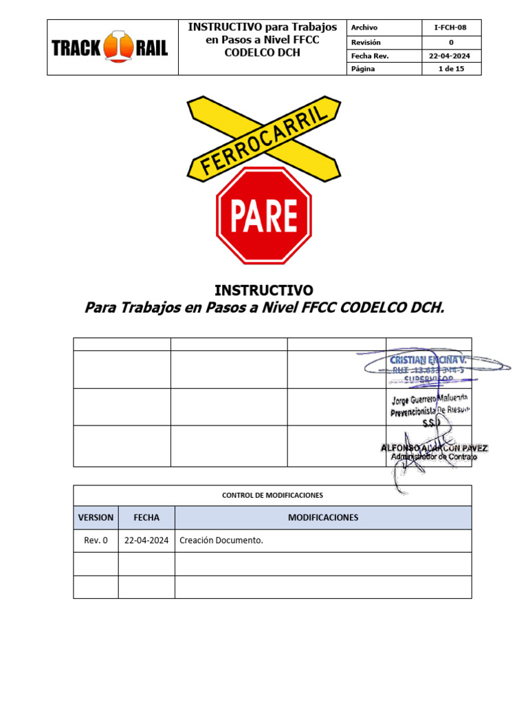 I-FCH.08 Instructivo para Trabajos en Pasos A Nivel FFCC Dch-Combined | PDF